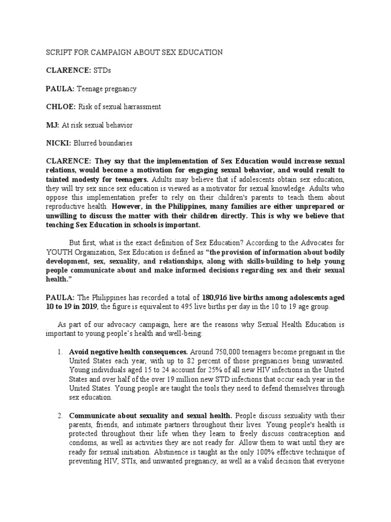 Script For Campaign | PDF | Sex Education | Human Sexual Activity