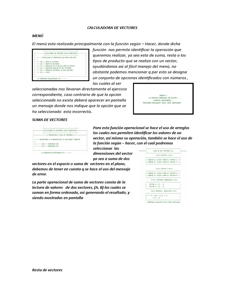 Calculadora de Vectores | PDF