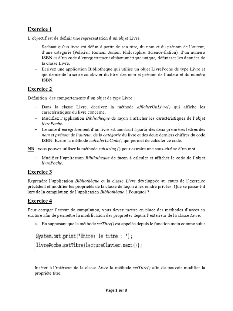 TP Exercice POO JAVA | PDF | Numéro international normalisé du livre ...