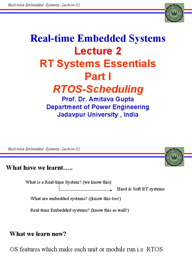 REAL TIME EMBEDDED SYSTEM - Lecture 02 | PDF | Scheduling (Computing ...