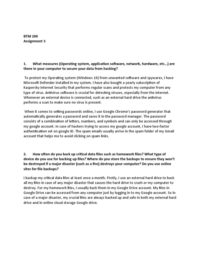 BTM 200 Assignment 3 | PDF