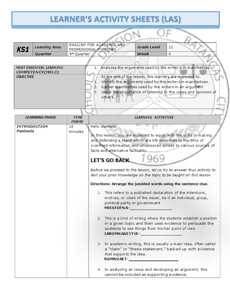 EAPP Quarter 2 Week 1 | PDF | Learning | Libraries