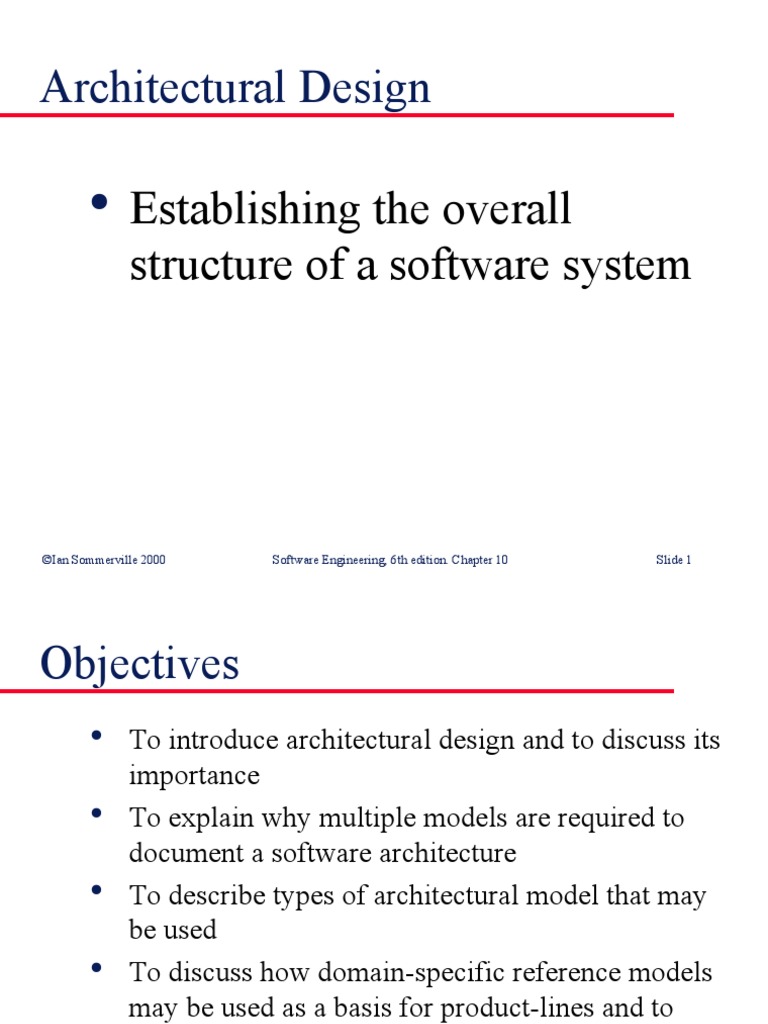 Architectural Design: Establishing The Overall Structure of A Software ...