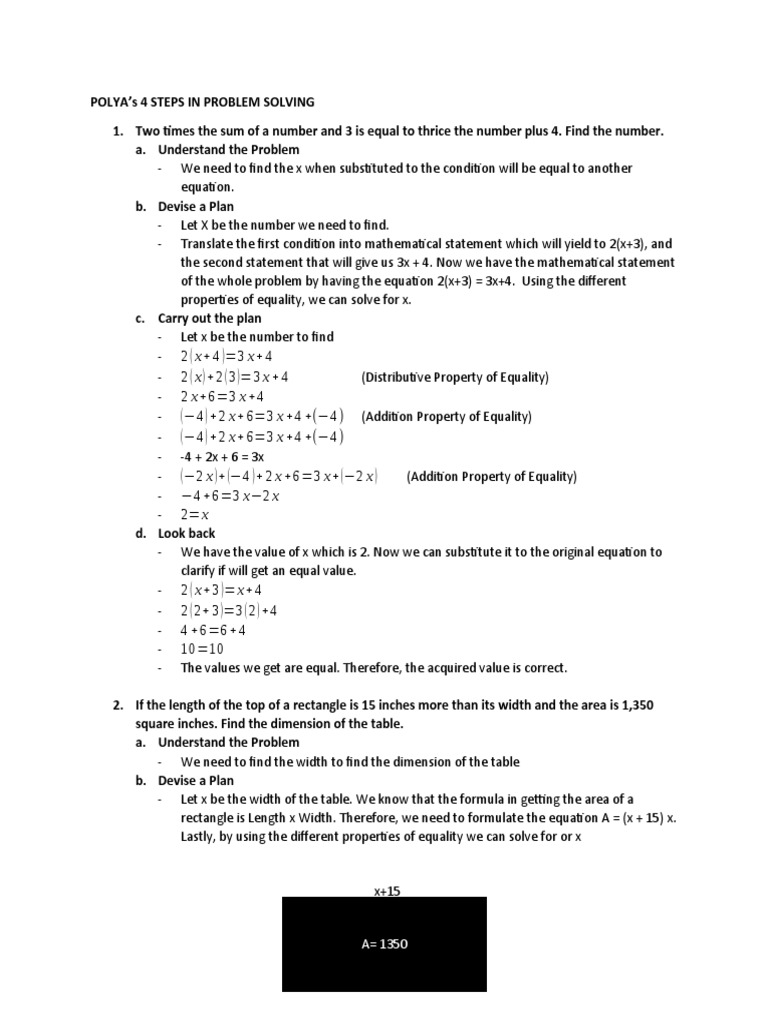POLYAs Solving | PDF | Equations | Area