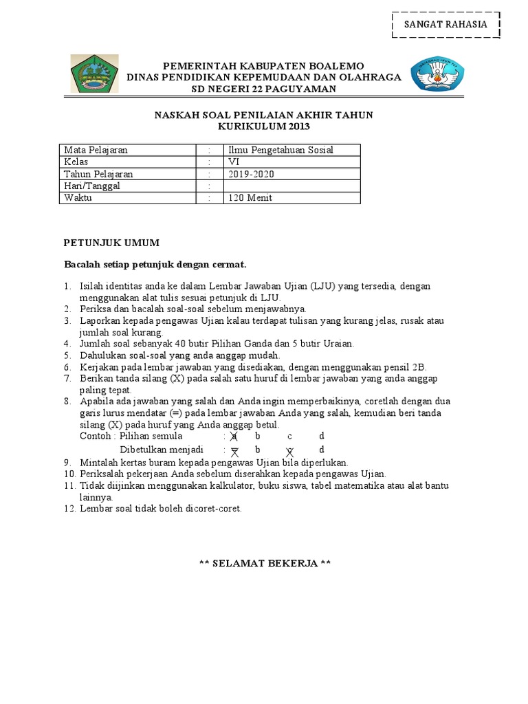Soal Pat Ips K 2013 | PDF