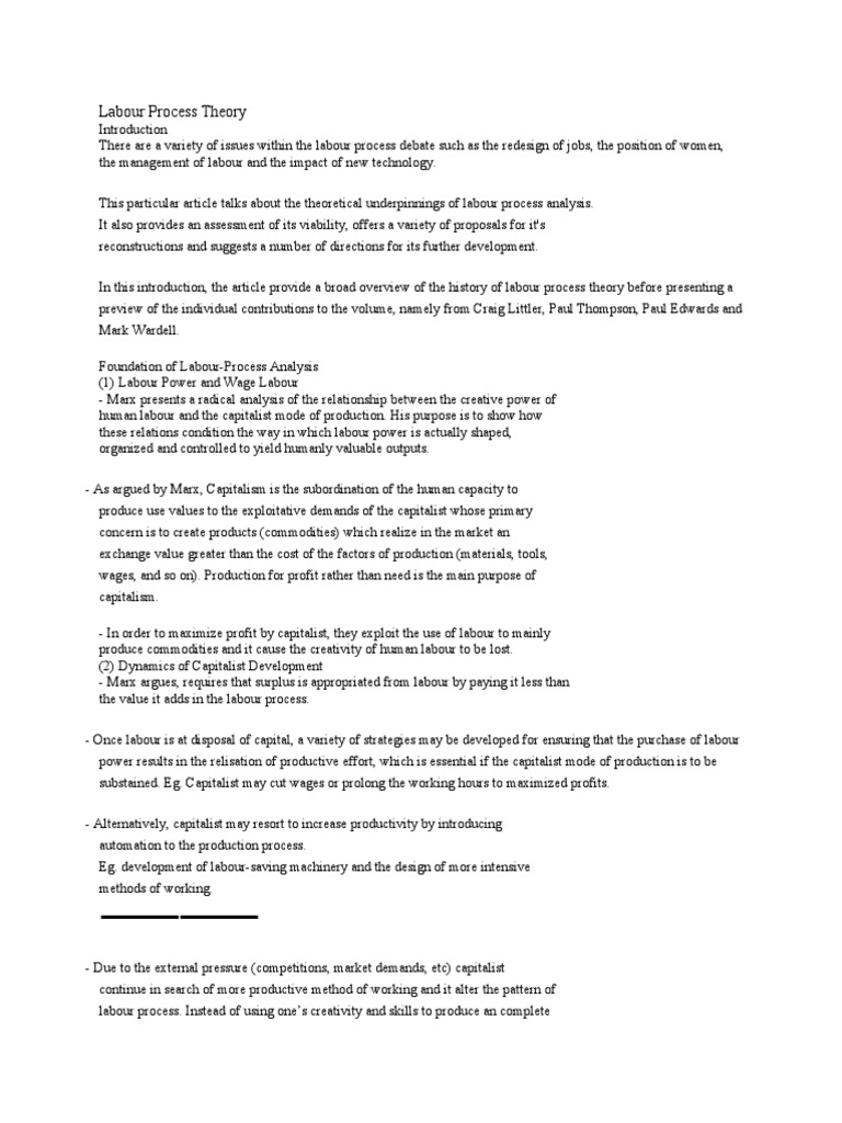 Labour Process Theory | PDF | Capitalism | Labour Economics