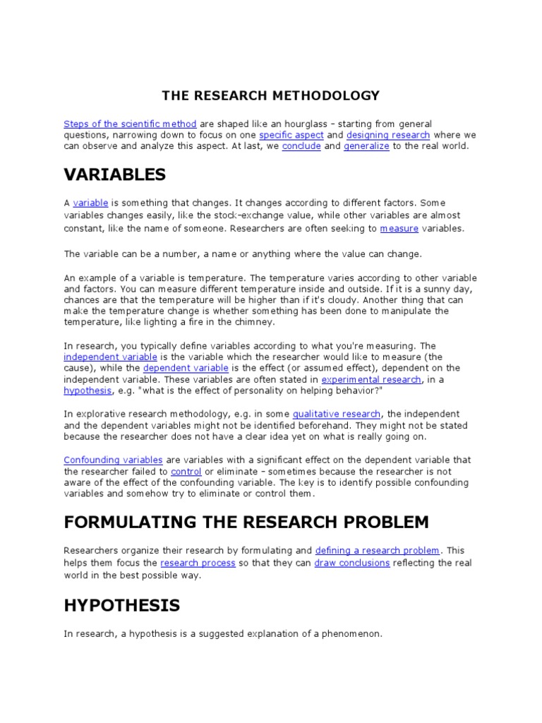 Variables: The Research Methodology | Download Free PDF | Experiment ...