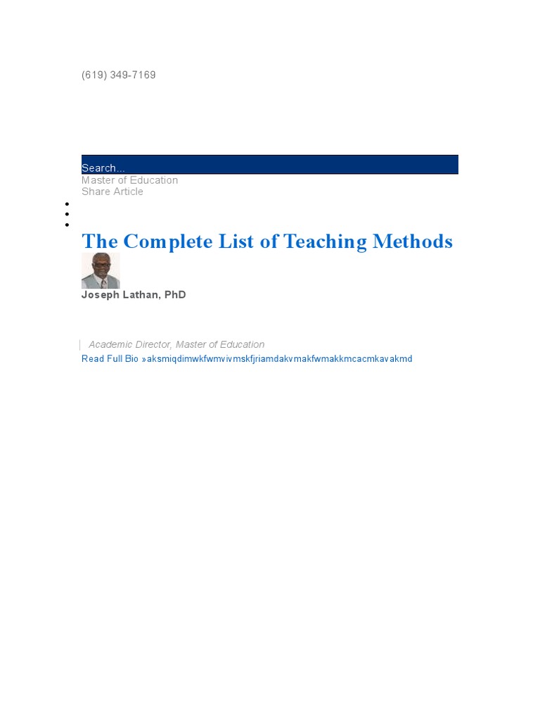 Complete List Teaching Methods | PDF | Teaching Method | Differentiated ...