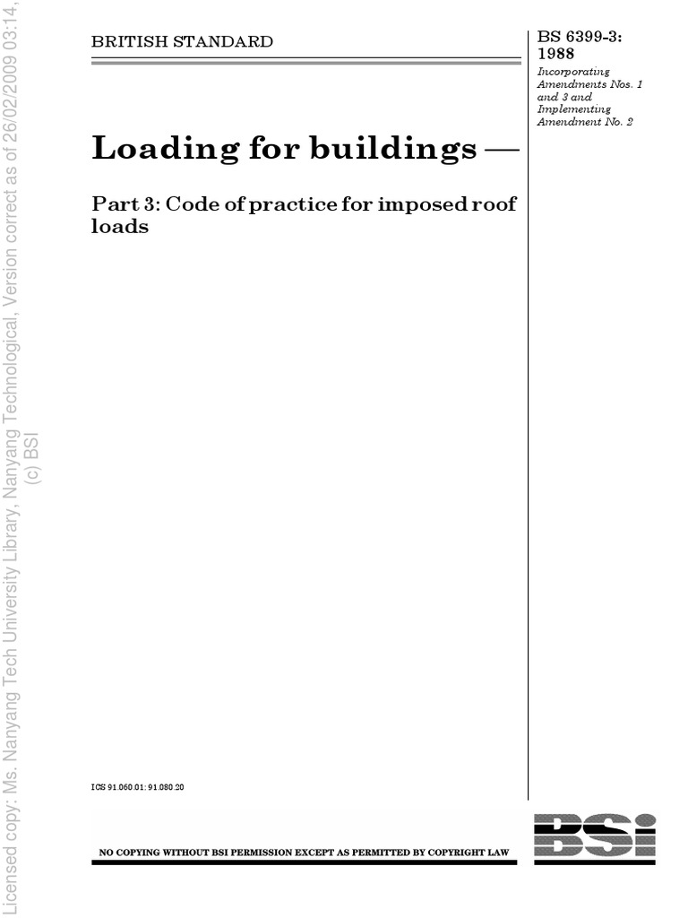 (07039) - BS 6399-3-1988 Loading For Buildings - Part 3 Code of ...