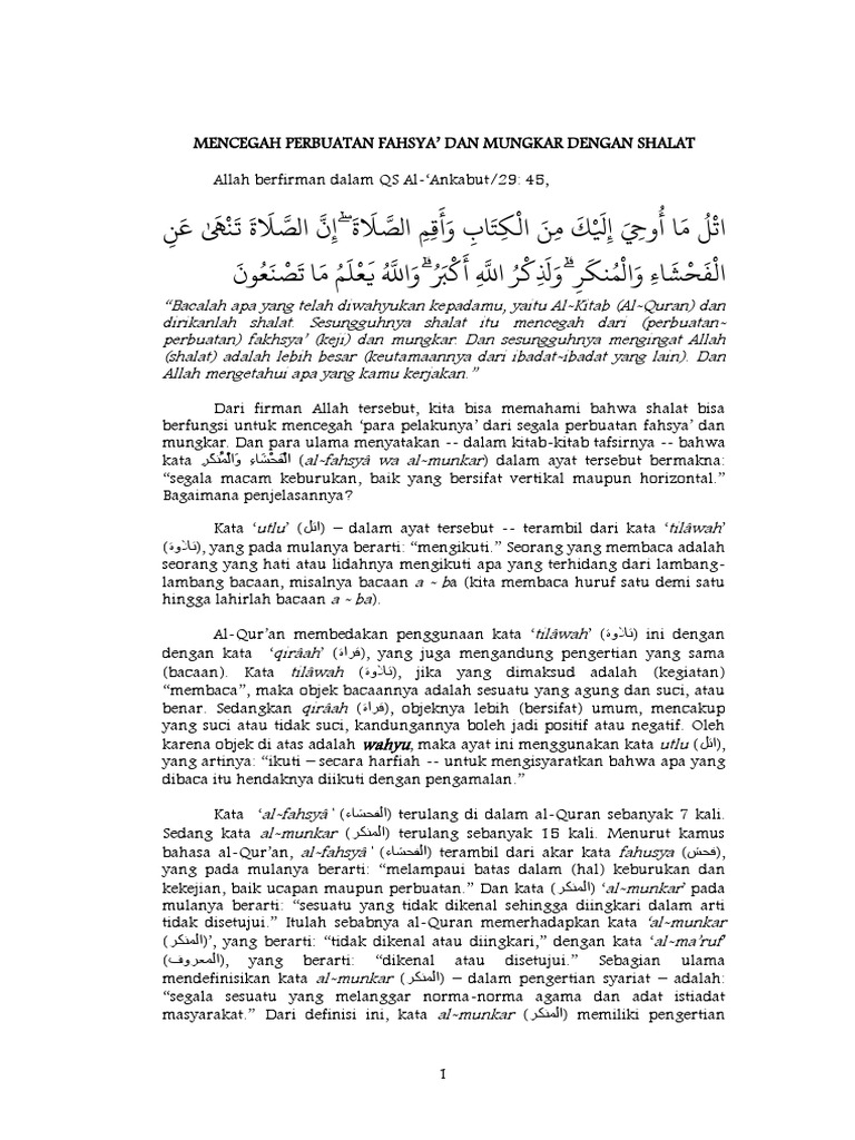 Tafsir QS Al - Ankabut, 29 Ayat 45 | PDF