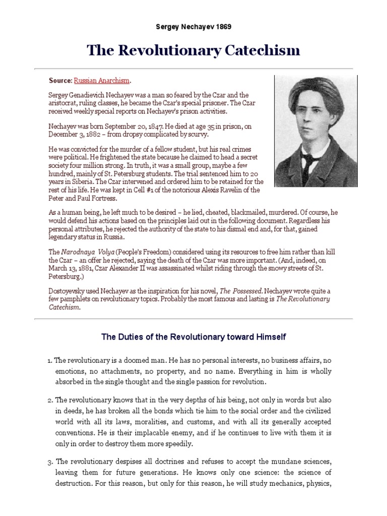Sergey Nechayev - The Revolutionary Catechism | PDF