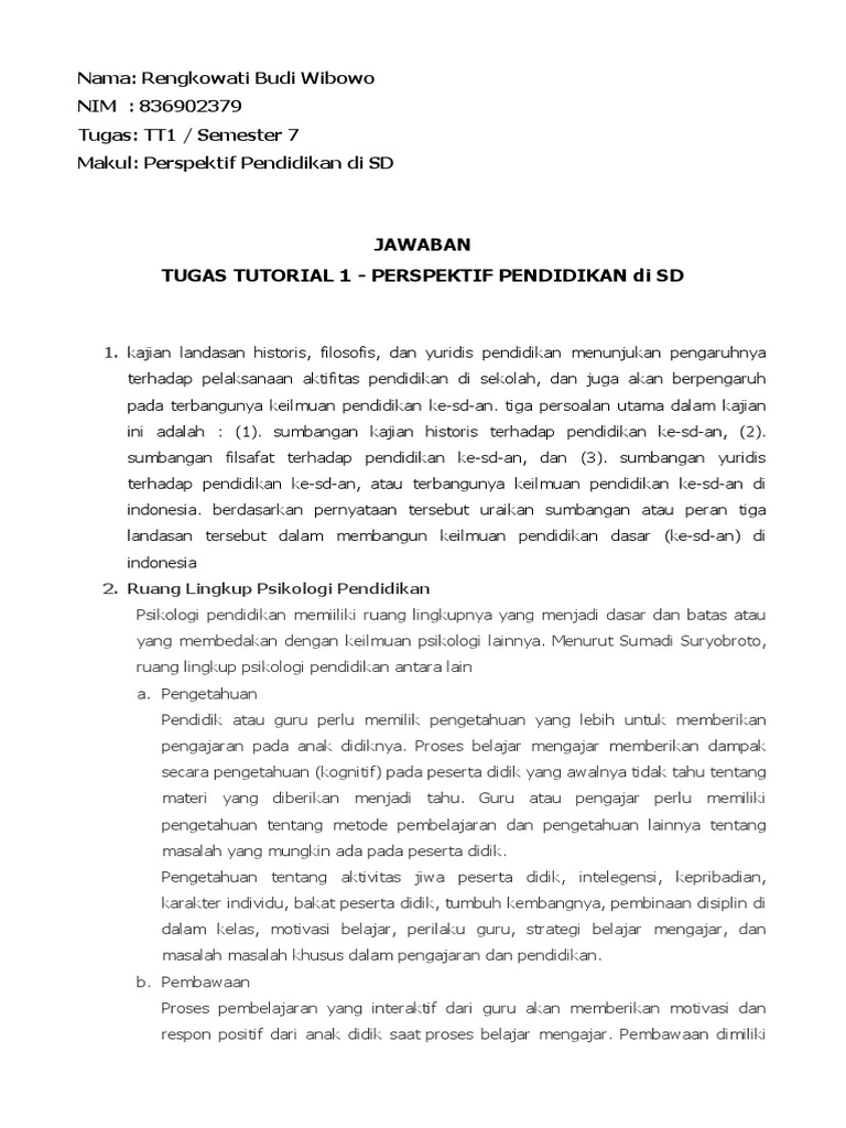 TT1 PERSPEKTIF PENDIDIKAN Di SD | PDF