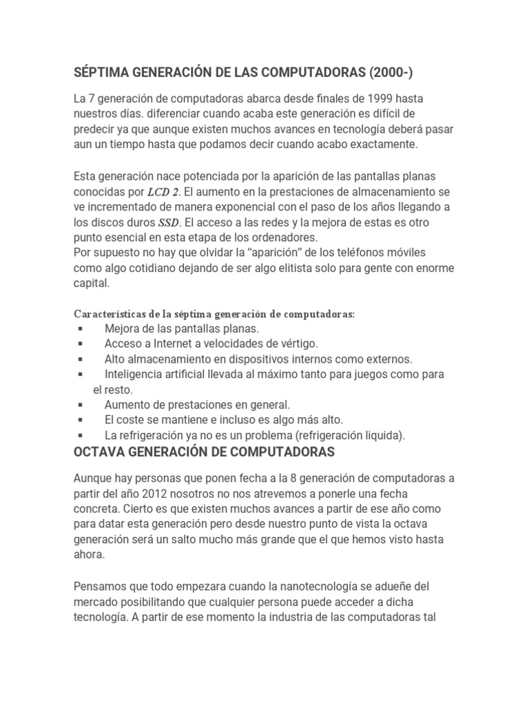 Séptima Generación de Las Computadoras | PDF