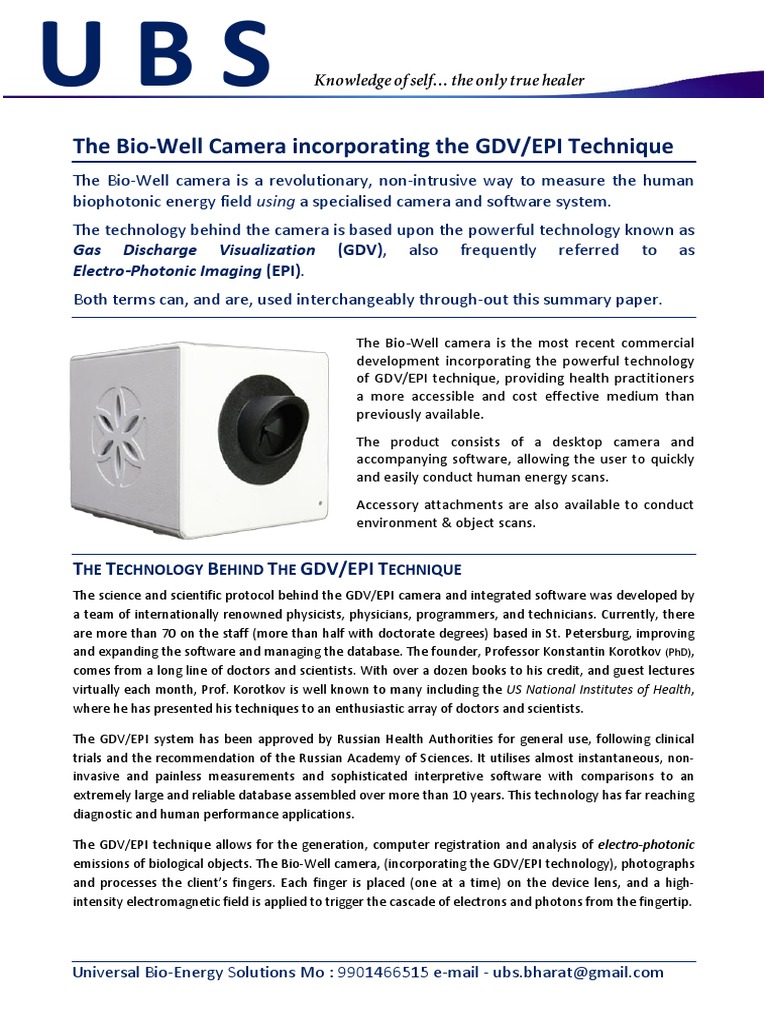 The Bio-Well Camera Incorporating The GDV/EPI Technique | PDF ...