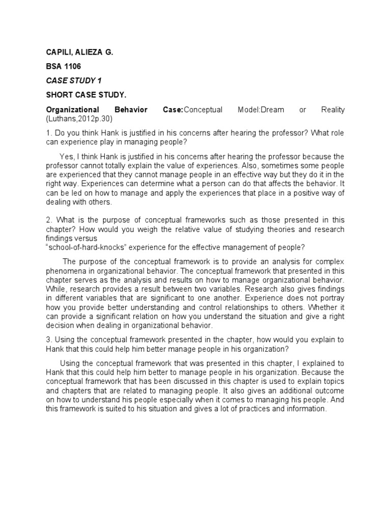 Case Study 1 - Human Behavior in Organizations | PDF