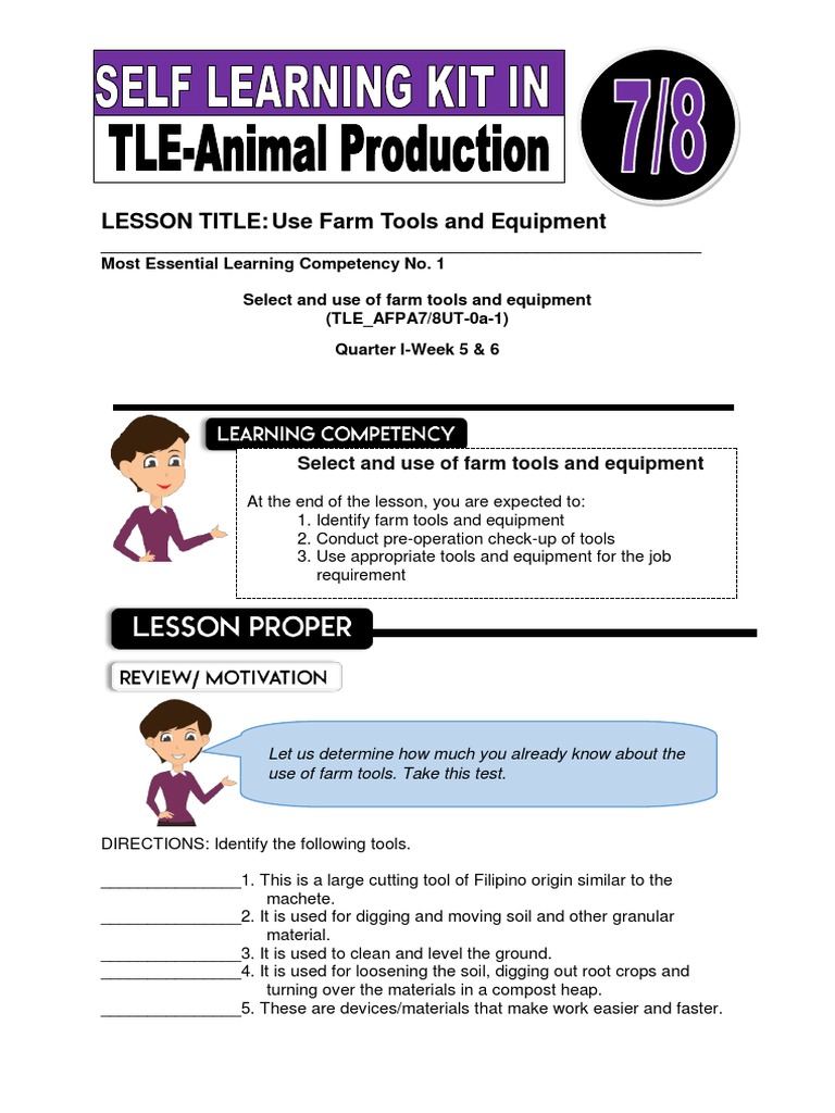 TLE Animal Prod 7&8 Q1 Week 5&6 | PDF | Domestic Pig | Screw