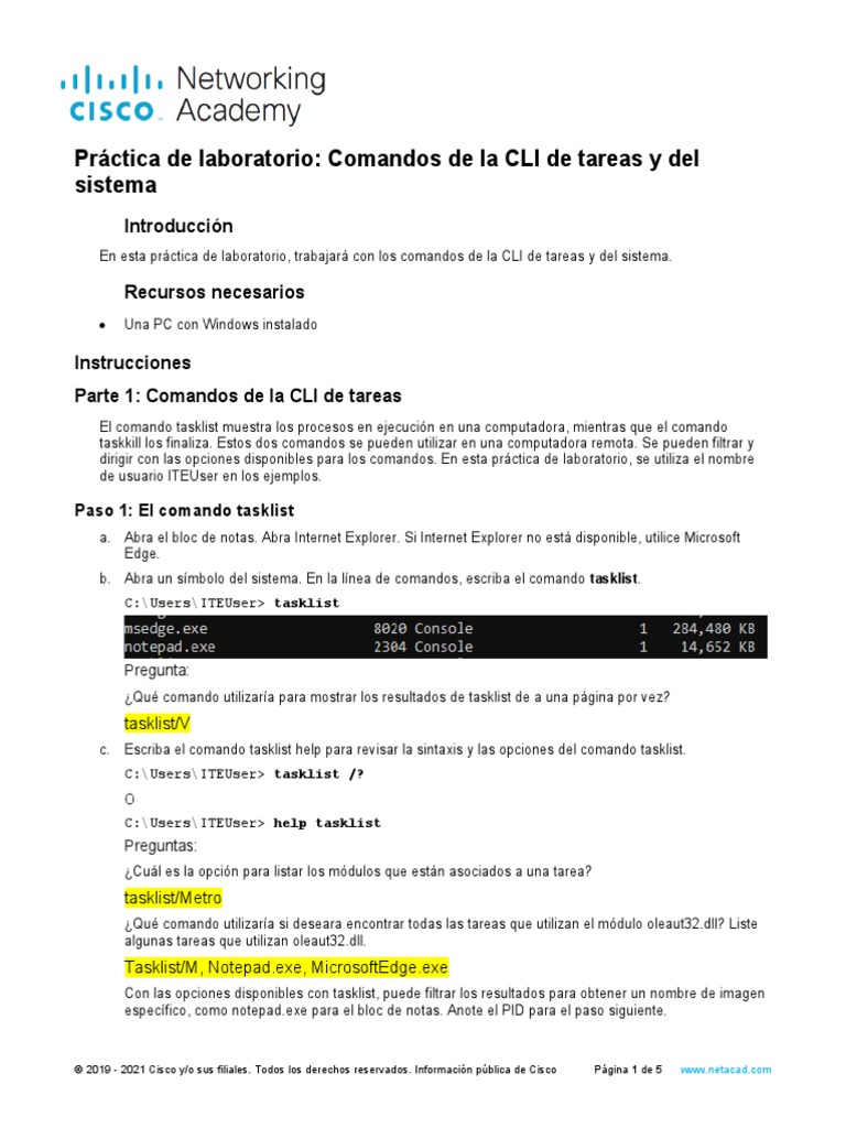11 4 4 2 Lab Task And System Cli Commands Pdf Interfaz De Línea