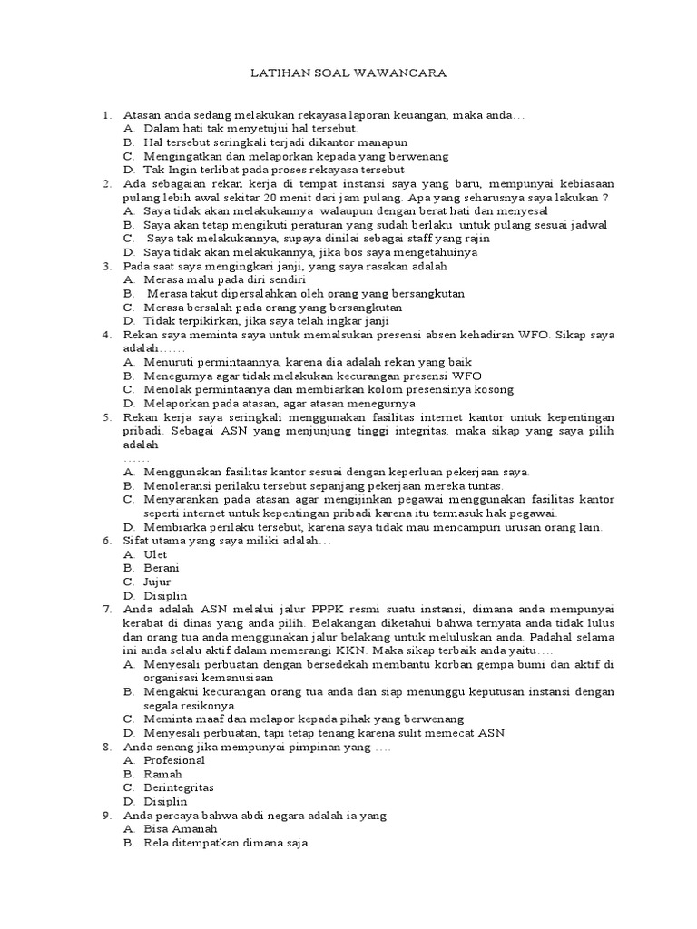 Latihan Soal Wawancara | PDF