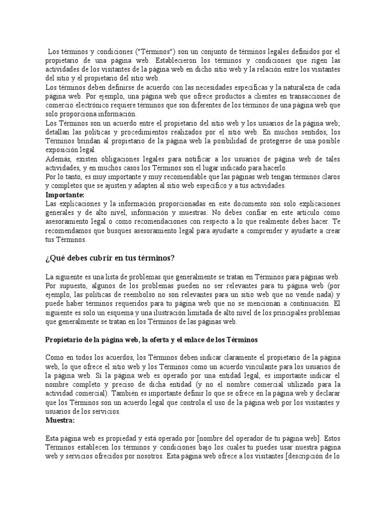 Los Términos y Condiciones | PDF | Red mundial | Internet y web