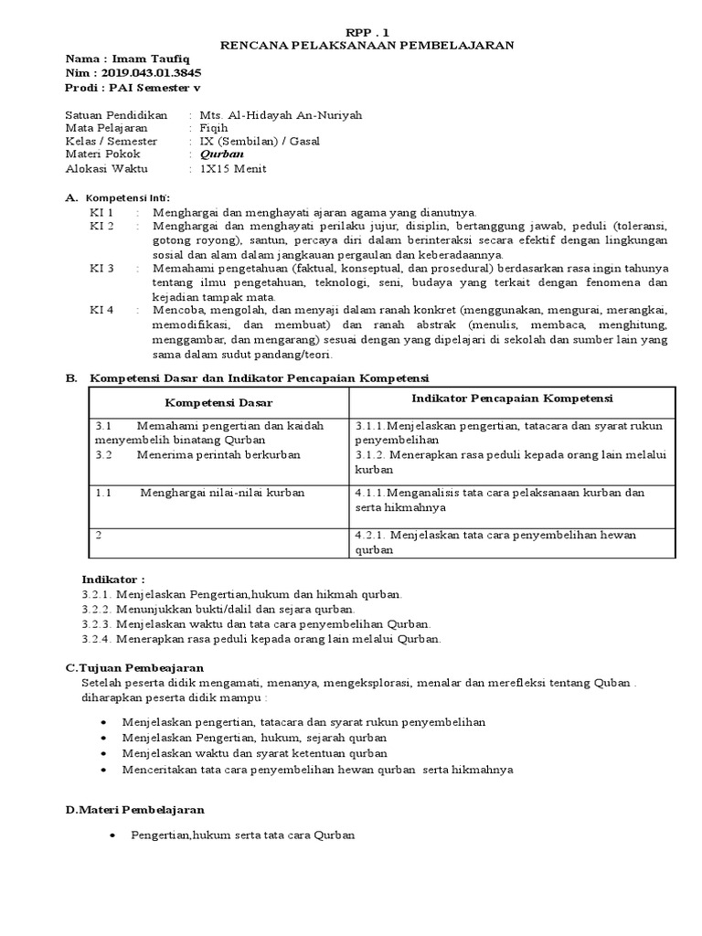 RPP PPL 1 Imam Taufiq | PDF