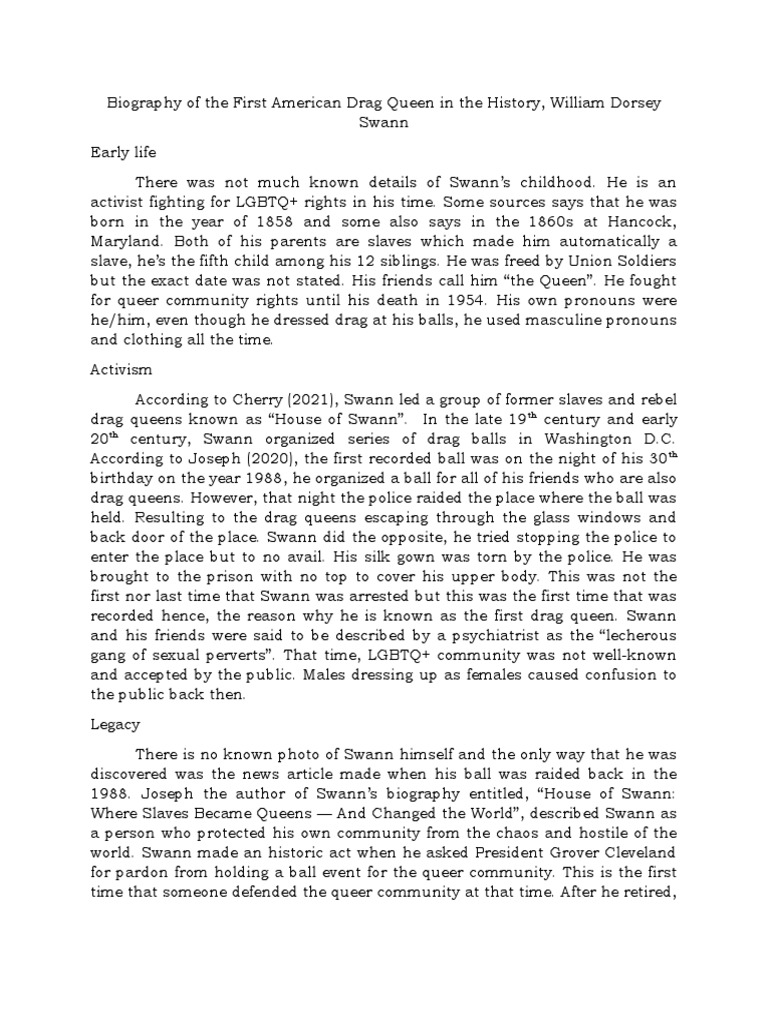 Biography of The First Drag Queen in The History | PDF | Lgbt ...