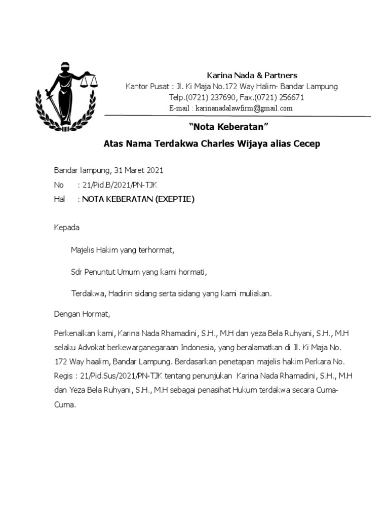 Nota Keberatan Terdakwa III | PDF | Hukum