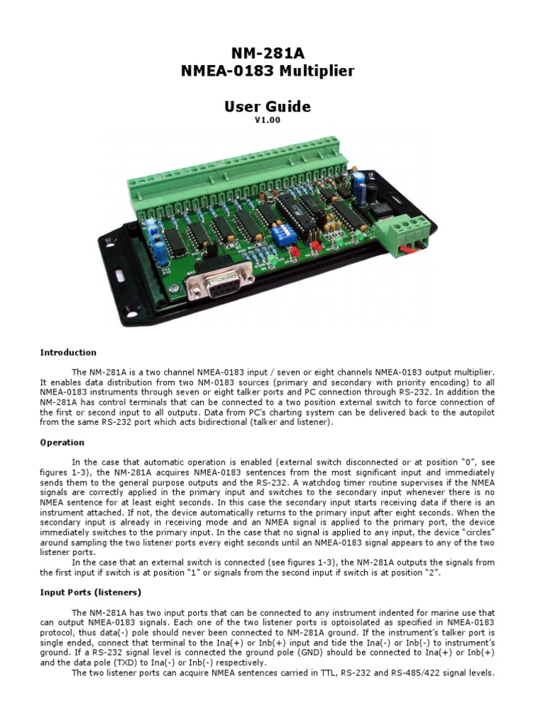NM-281A NMEA-0183 Multiplier User Guide | PDF | Input/Output | Manufactured Goods