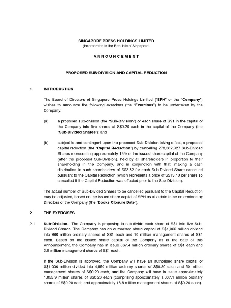 Singapore Press Holdings Limited: (Incorporated in The Republic of ...