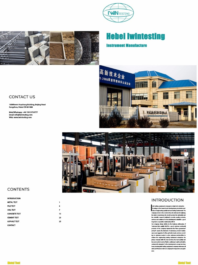 Iwin Testing Equipment Company Overview | PDF