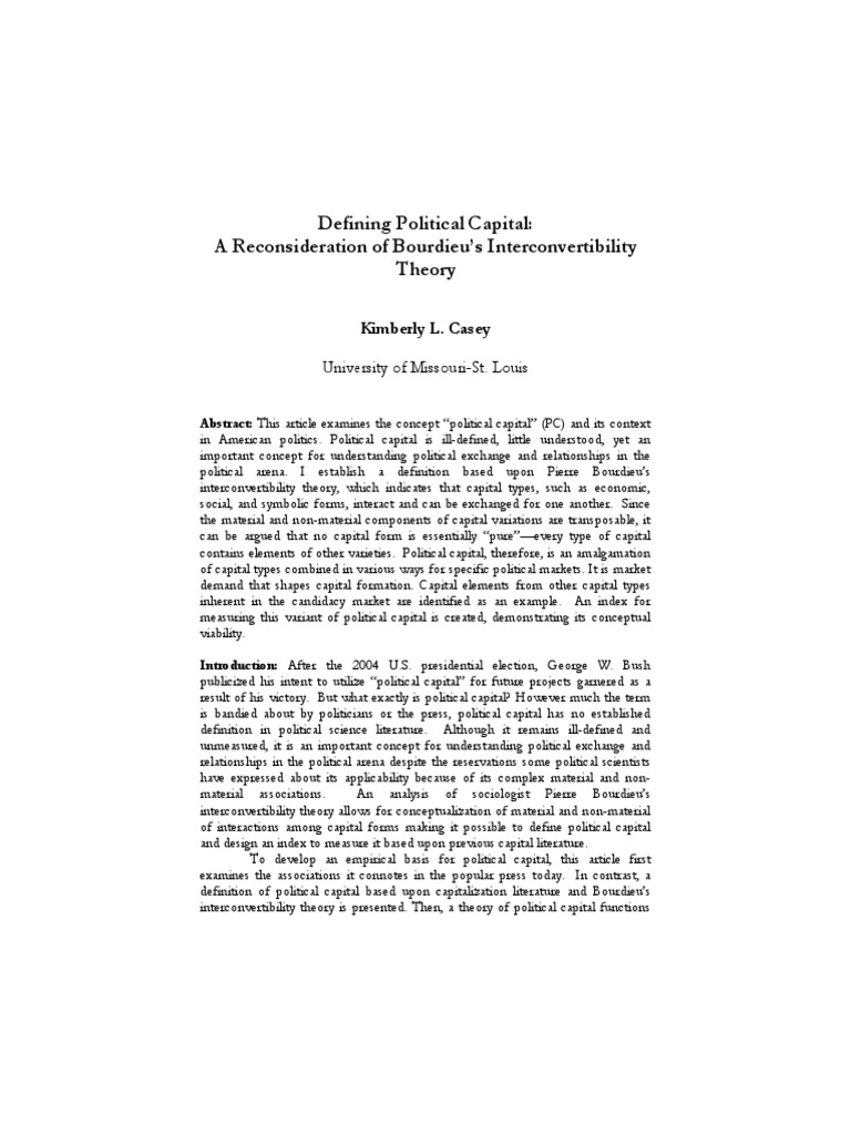 Defining Political Capital in Politics | PDF | Capital (Economics ...