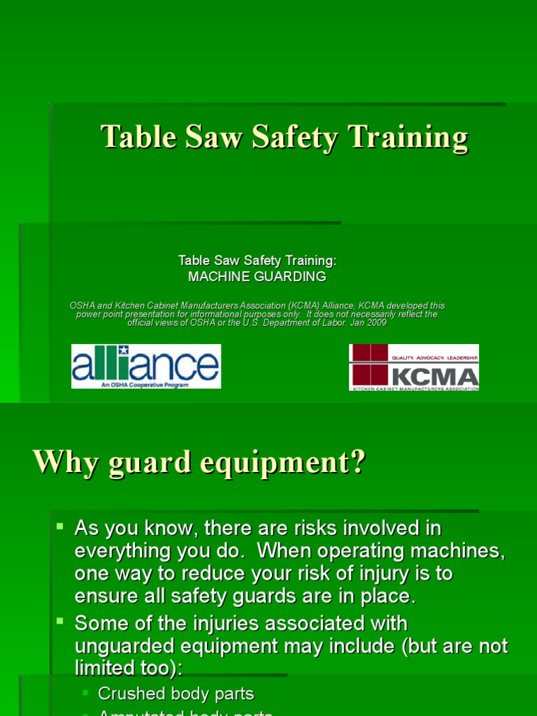 Table Saw Safety Training | PDF | Safety | Blade