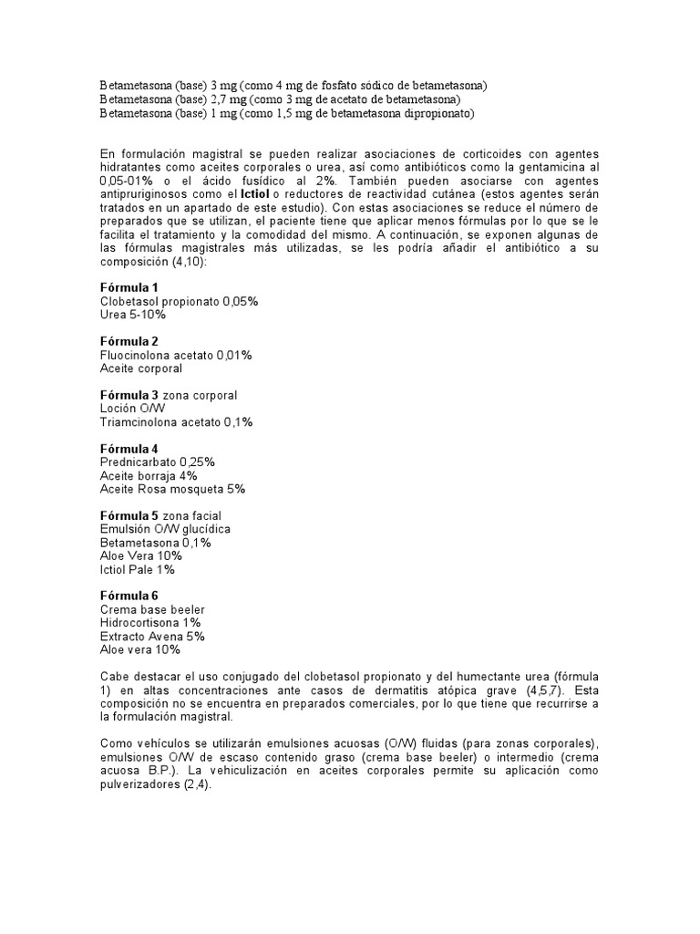 Formula Magistral de Cremas Esteroideas | PDF