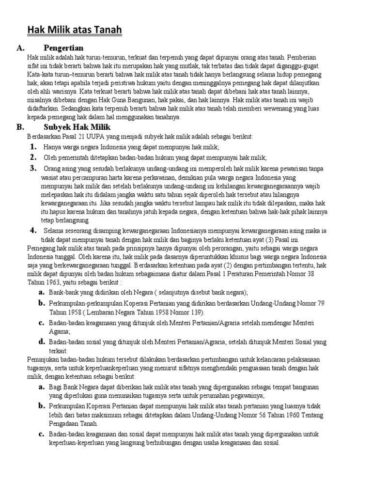 Hak Milik Atas Tanah | PDF