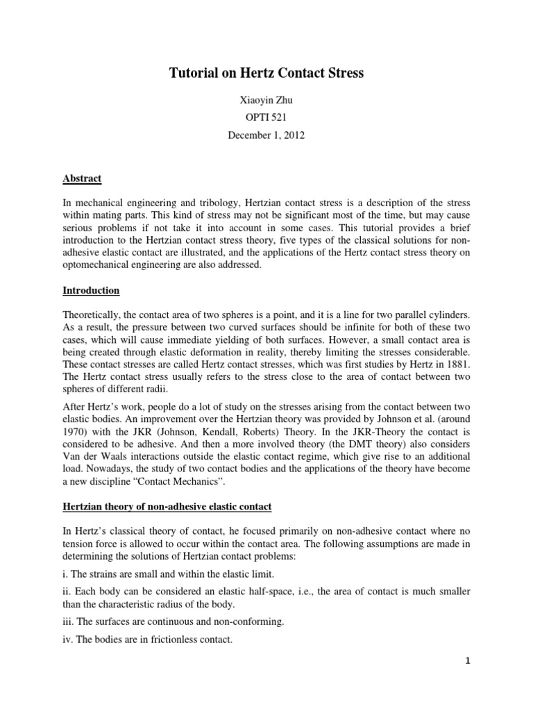 Understanding Hertz Contact Stress | PDF