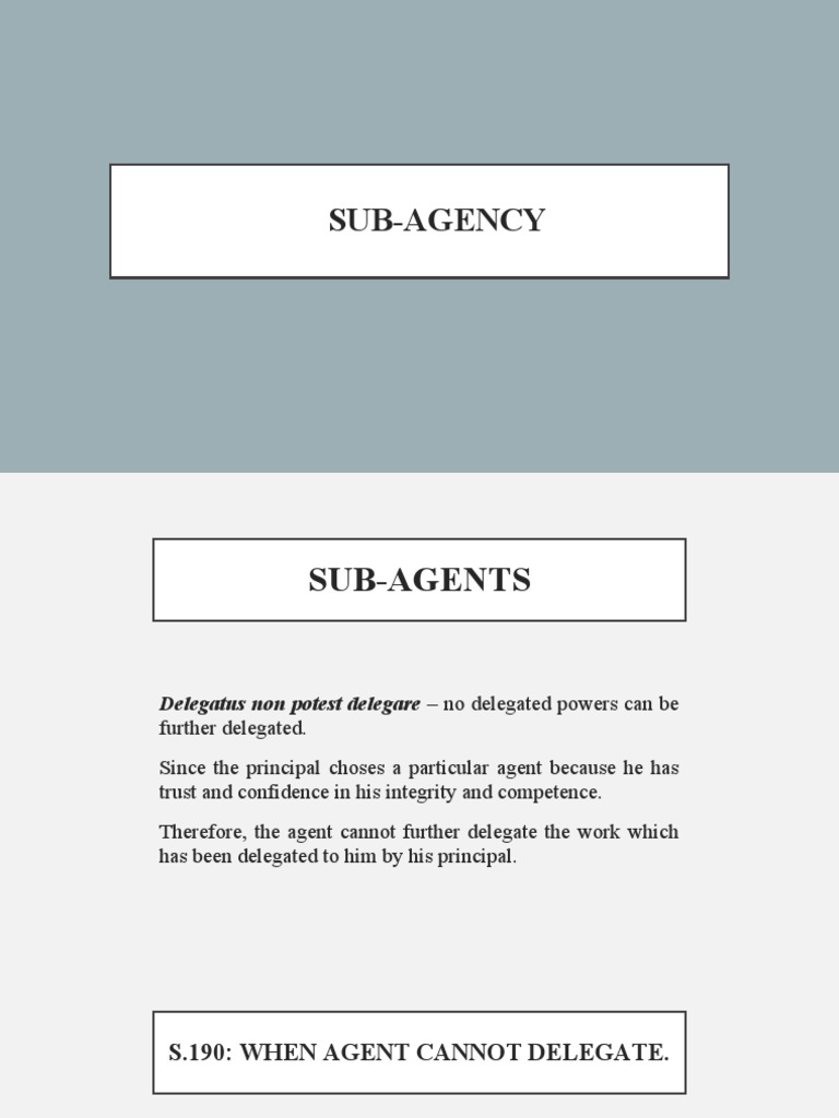 Sub Agent | PDF | Law Of Agency | Business Law