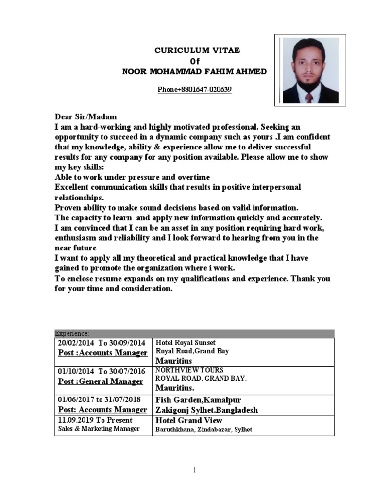 CV of N.M.Fahim | PDF | Bangladesh | Communication
