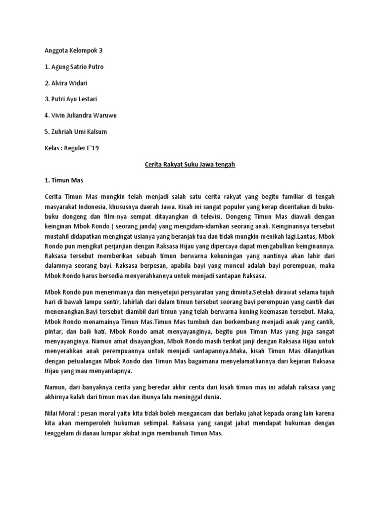 Cerita Rakyat Jawa - Putri Ayu Lestari | PDF