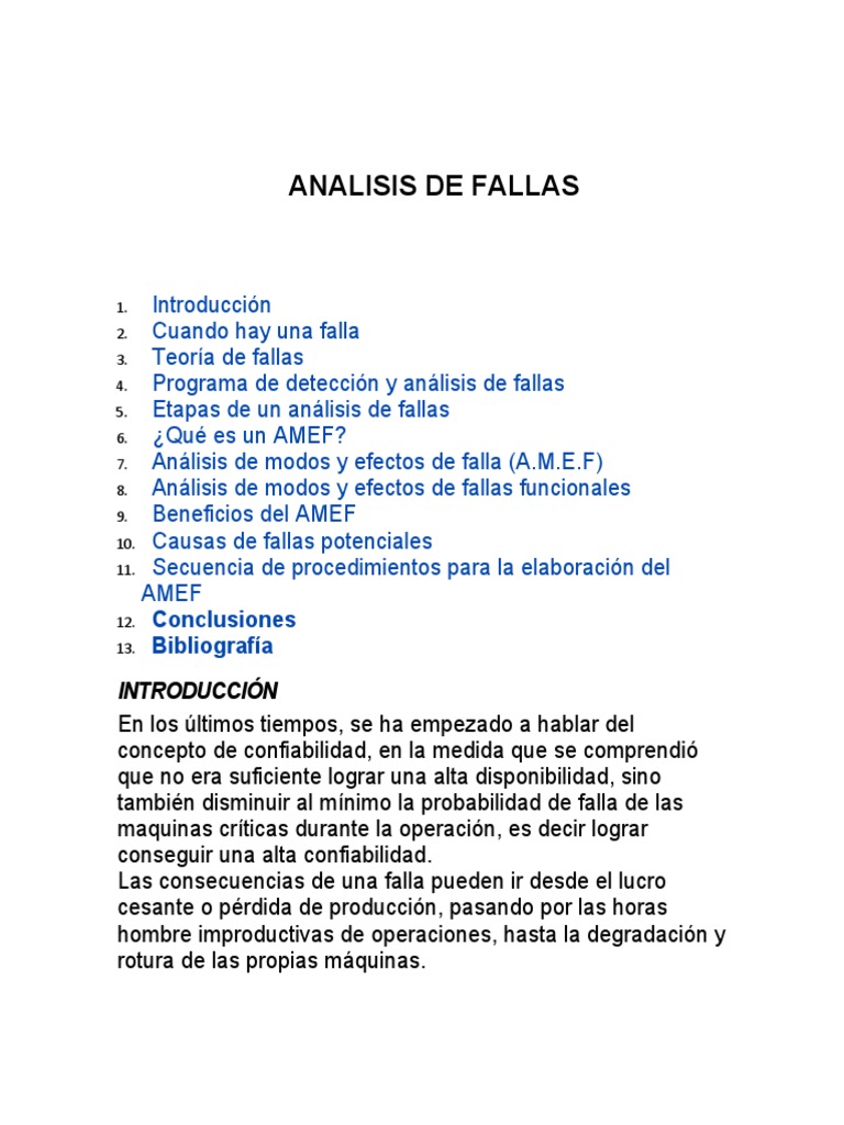 Analisis de Fallas | PDF | Ingeniería de confiabilidad | Calidad (comercial)