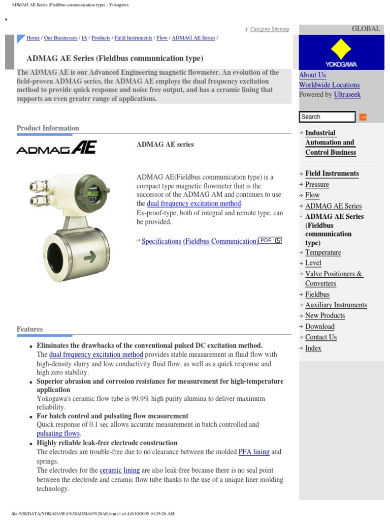 Yokogawa Admag Ae | PDF | Power Supply | Flow Measurement