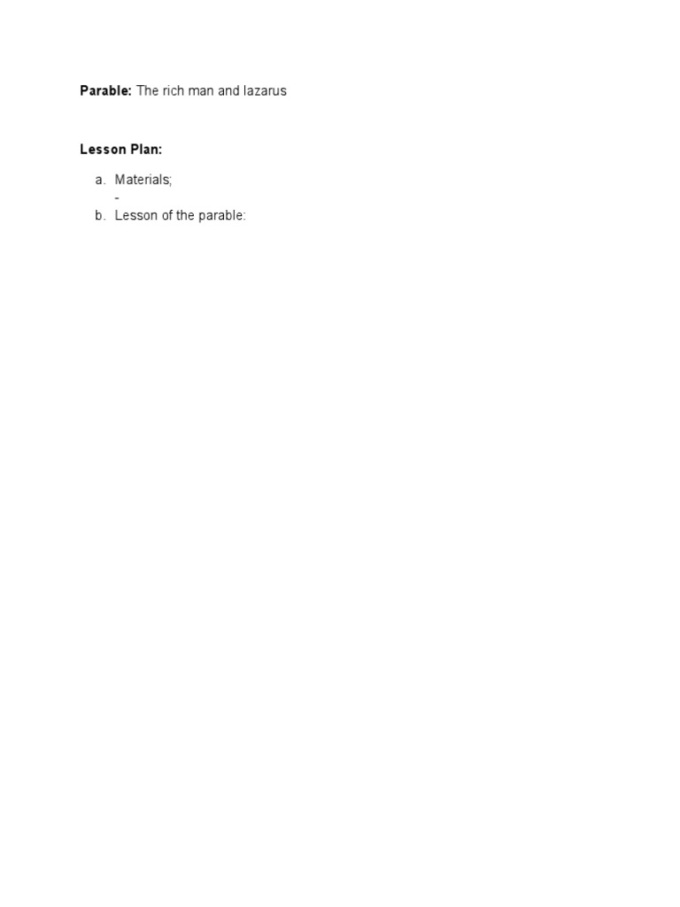 A. Materials - B. Lesson of The Parable | PDF