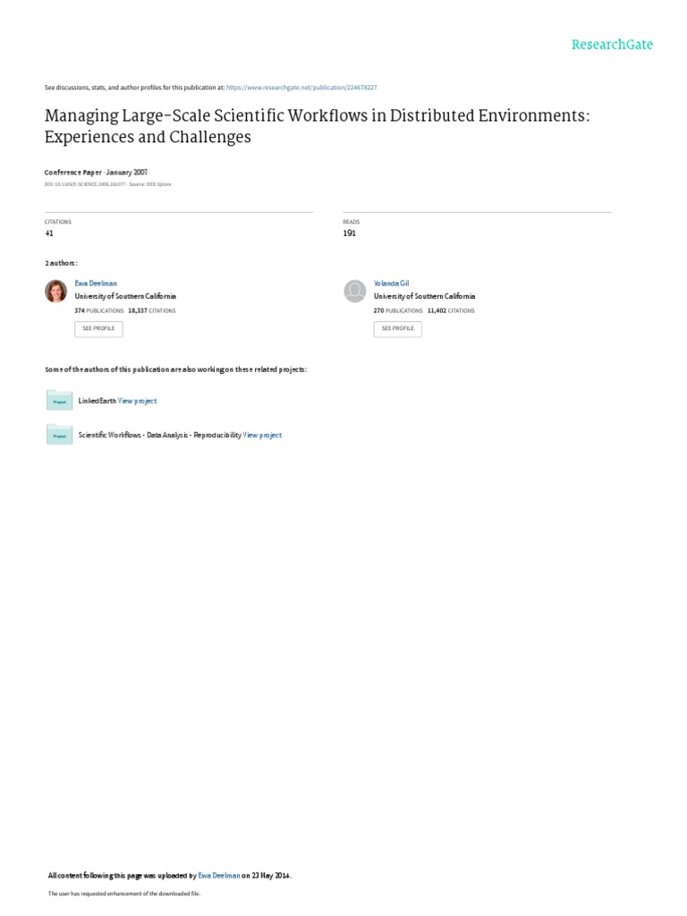 Managing Large-Scale Scientific Workflows in Distr | PDF | Workflow | Product Lifecycle