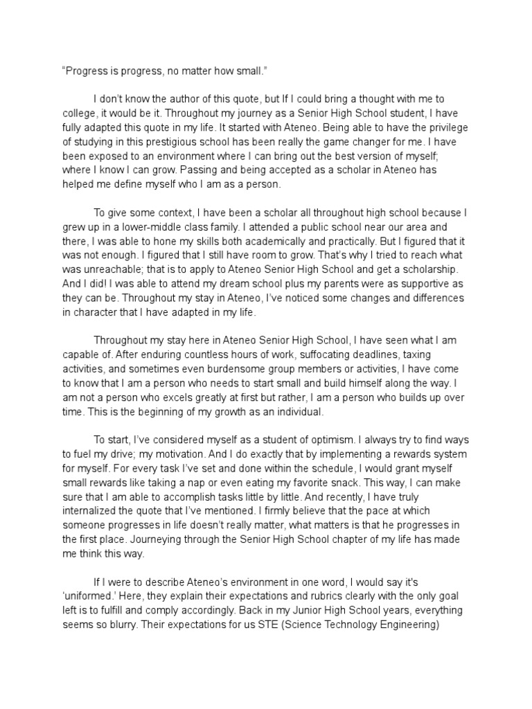 Ateneo College Apps Essay | PDF | Cognition | Communication