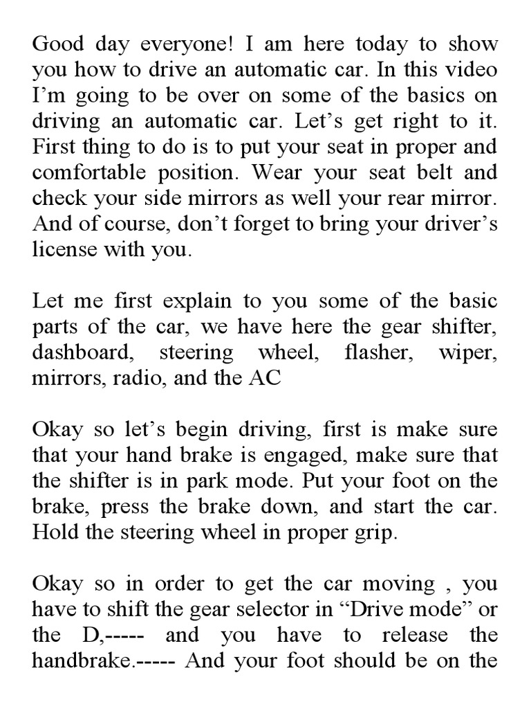 Driving Script | PDF
