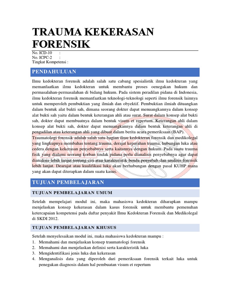 Modul Trauma Kekerasan Forensik | PDF