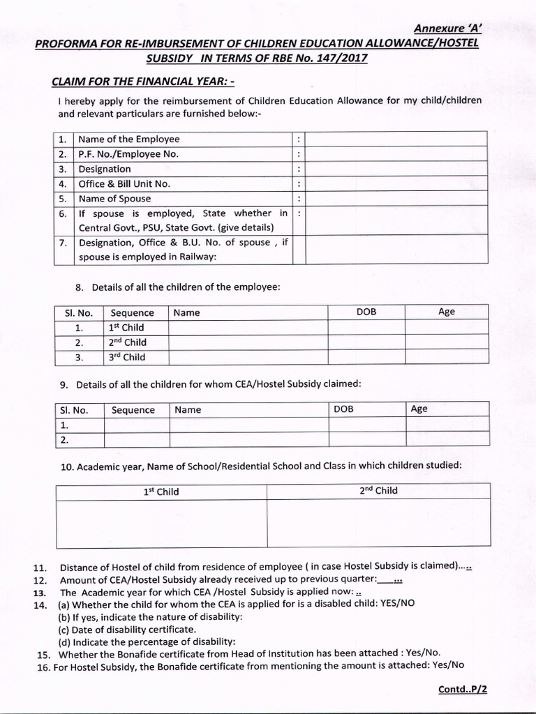 CEA Reimbursement Form | PDF | Government