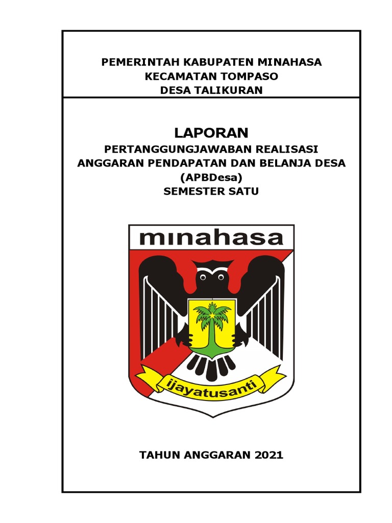 Cover Laporan Realisasi Pelaksanaan Apbdes Semester Satu Desa Talikuran ...
