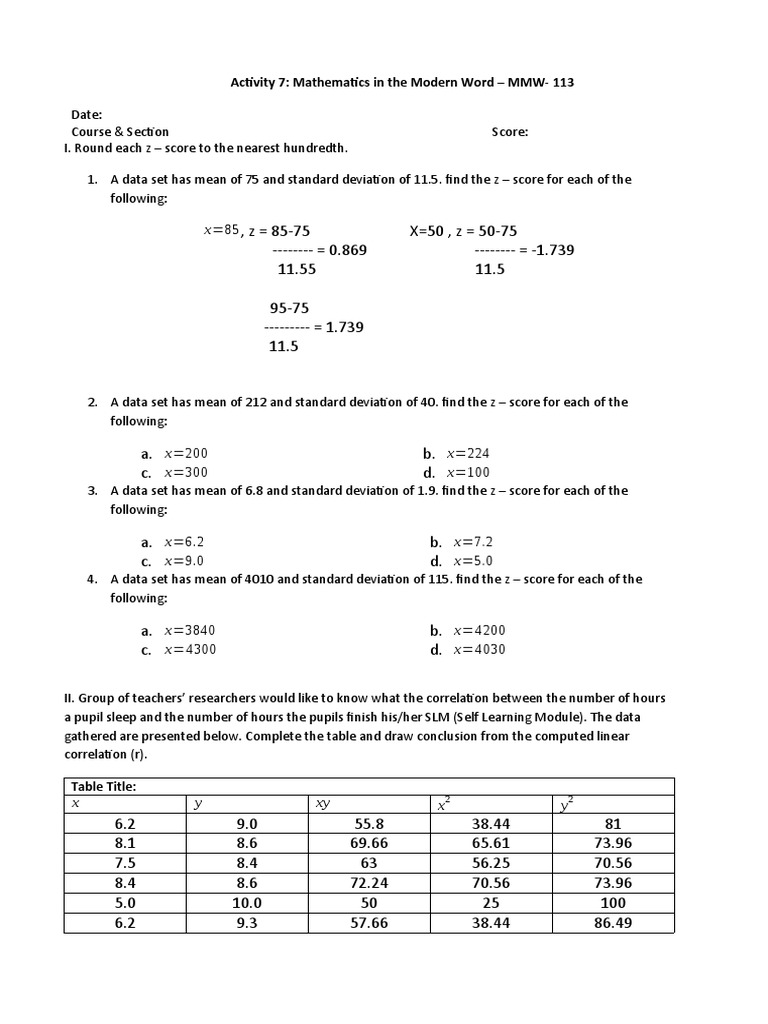 Activity 7: Mathematics in The Modern Word - MMW-113 | PDF ...
