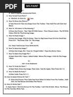 Ms Paint Complete Shortcut Keys | PDF
