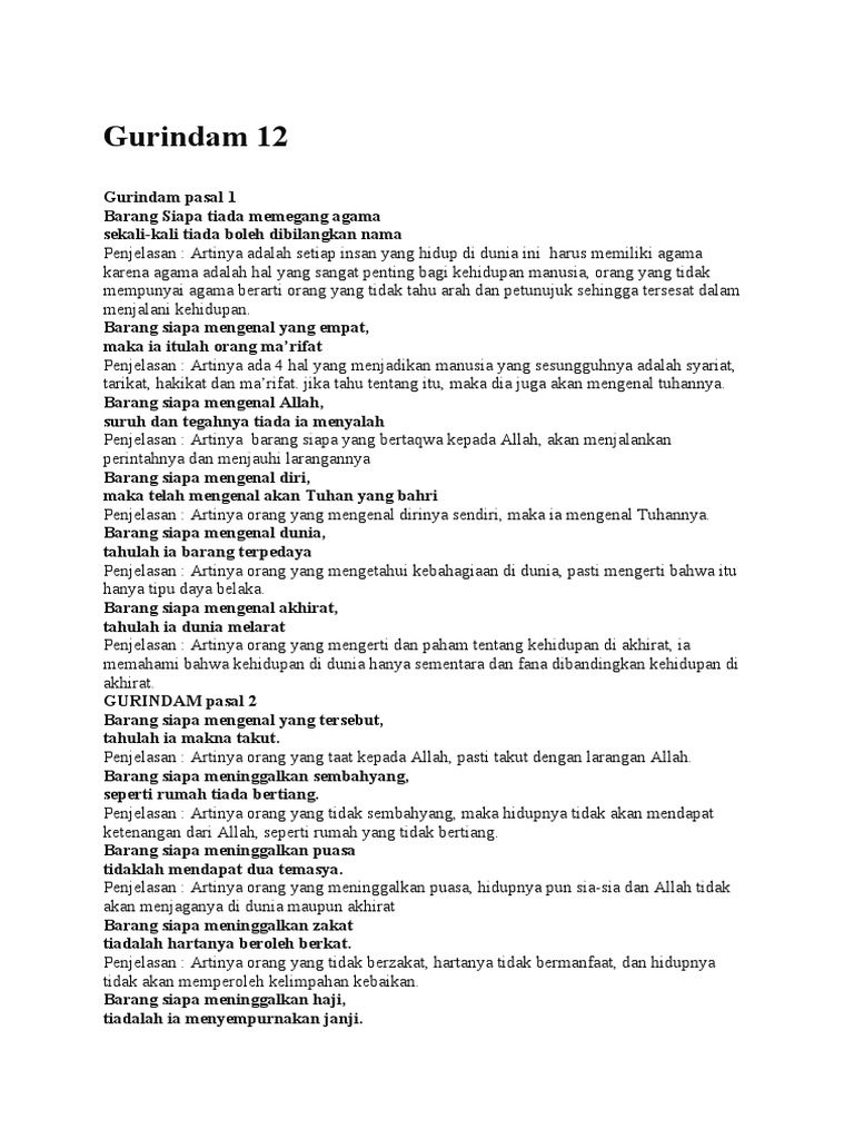 Gurindam 12 | PDF