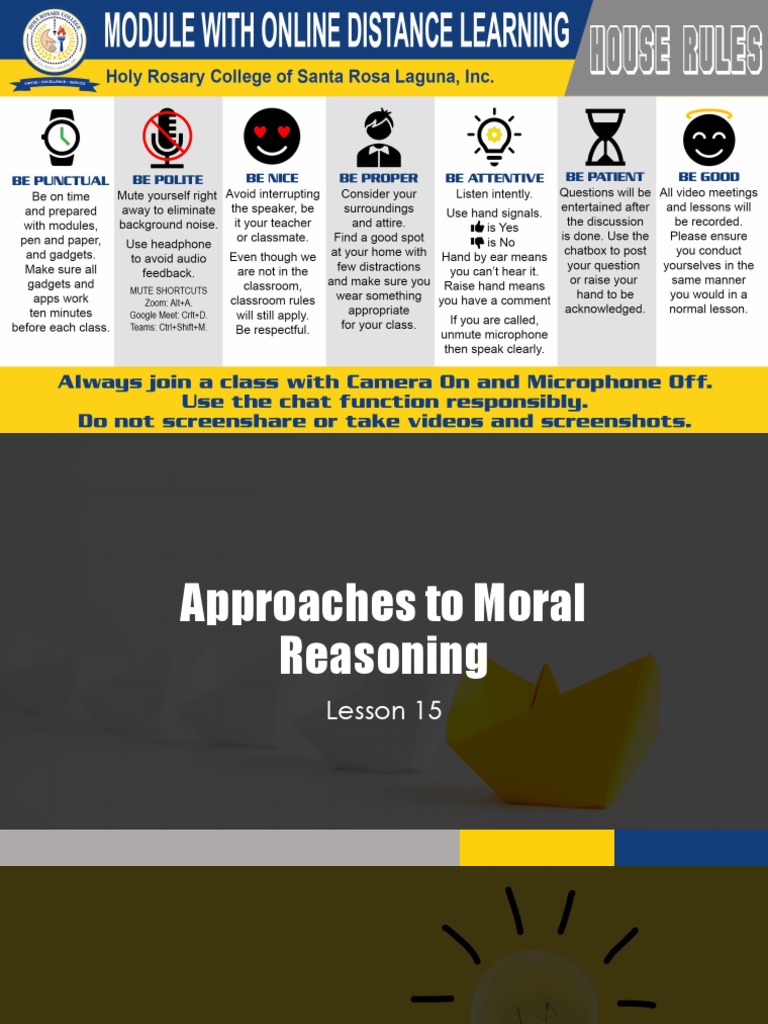 Lesson 15 Approaches To Moral Reasoning | PDF | Pleasure | Reason